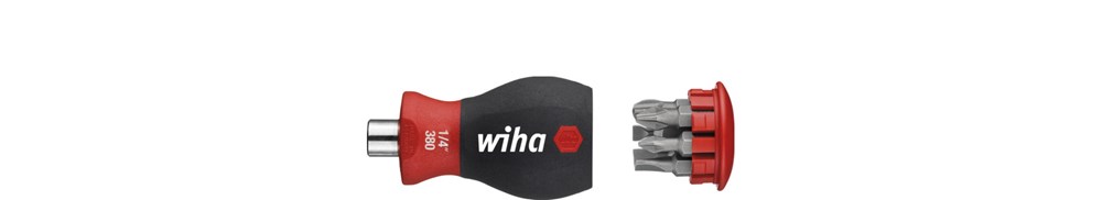 WIHA Schroevendraaier met bitmagazijn magnetisch sleufkop, Philips met 6 bits, Stubby, 1/4 kopen ...