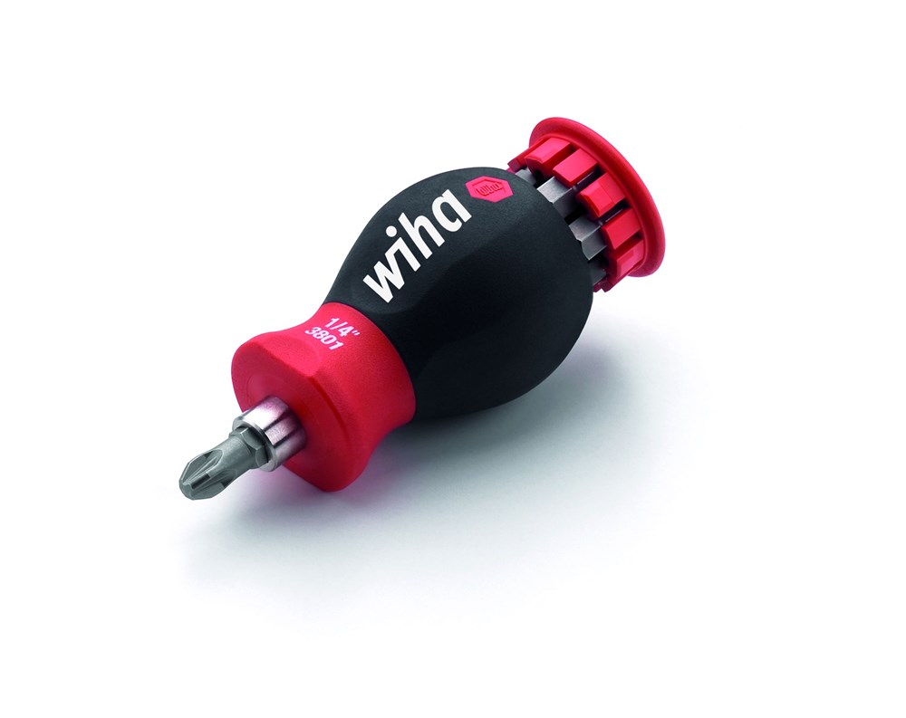 WIHA Schroevendraaier met bitmagazijn magnetisch sleufkop, Philips met 6 bits, Stubby, 1/4 kopen ...